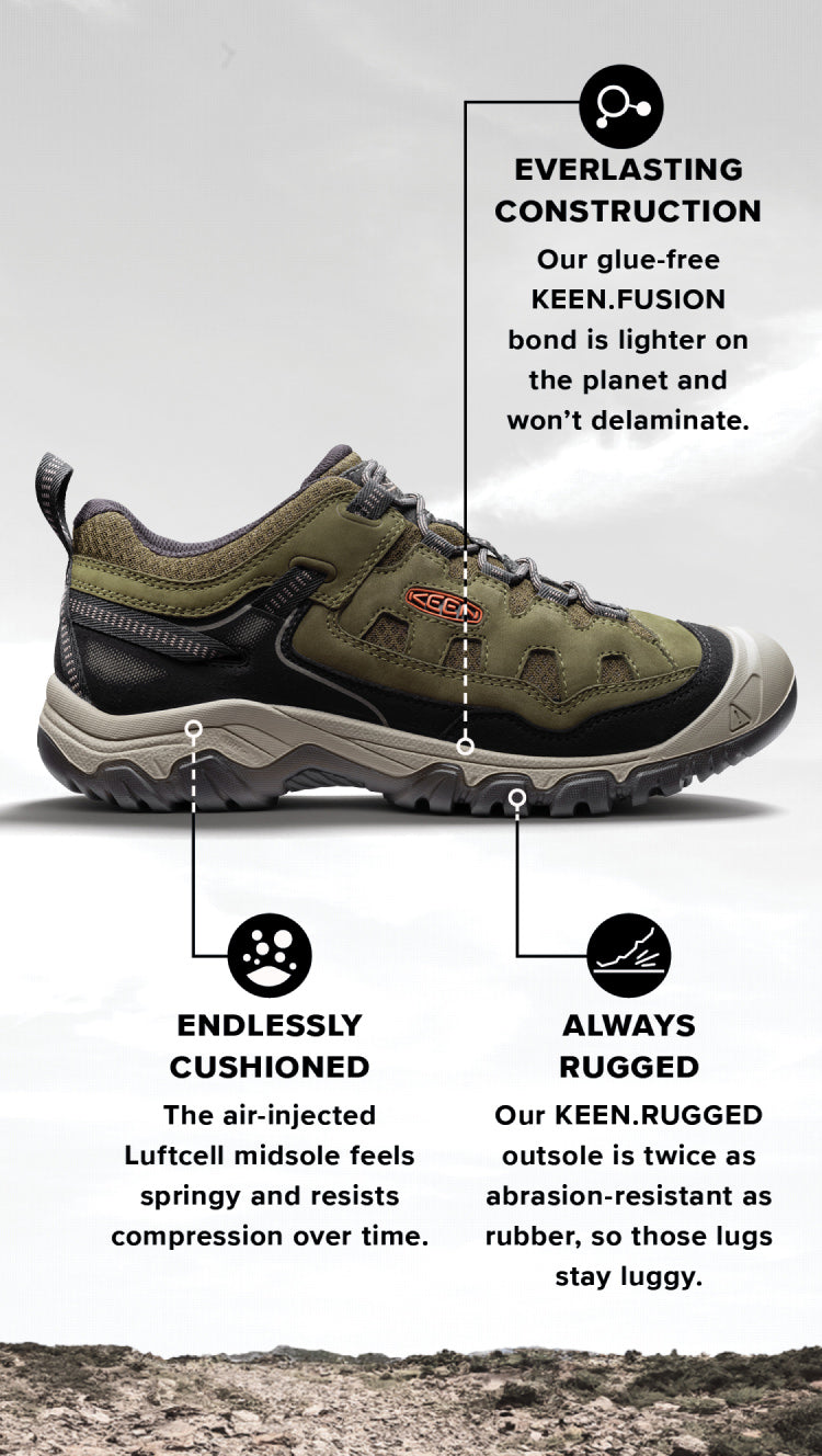 Men's Targhee IV Vent Dark Olive/Gold Flame Leather Hiking Shoe | KEEN ...