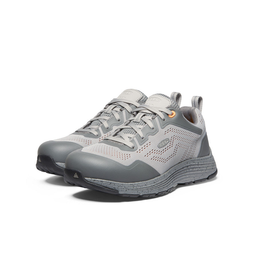 (取寄) キーン ユーティリティ レディース スパルタ リ エスド トゥ) KEEN Utility women KEEN Utility Sparta II ESD (Alloy Toe) Drizzle/Papaya Women's Gray Aluminum Toe Work Shoes | ESD | KEEN Footwear